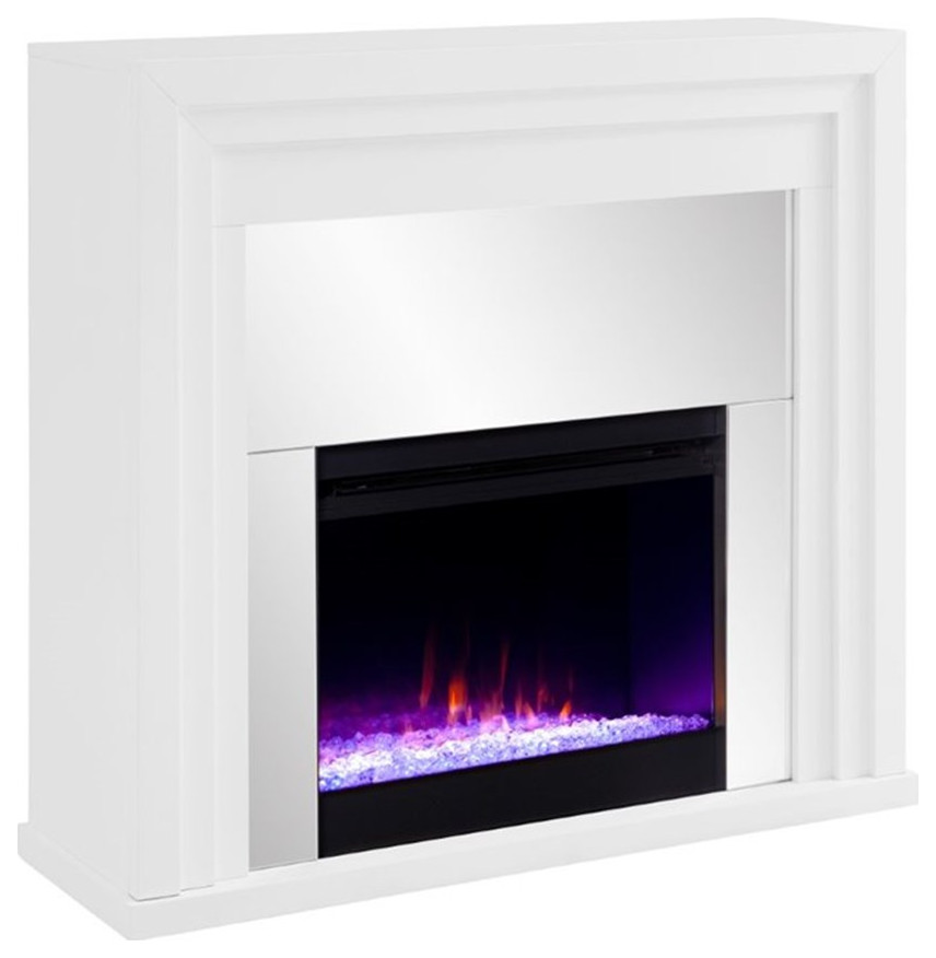 SEI Furniture Stadderly Color Changing Electric Fireplace in White ...