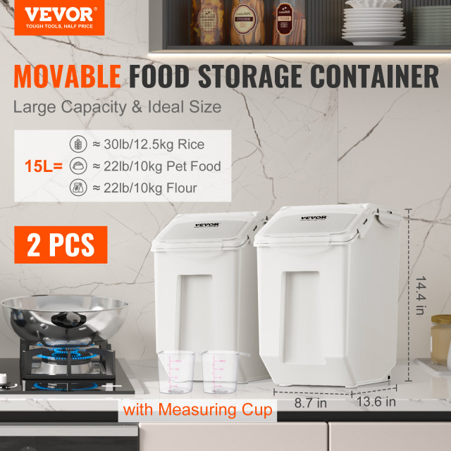 VEVOR Mobile Ingredient Bin Storage Container 2 x 15L Capacity Slant ...
