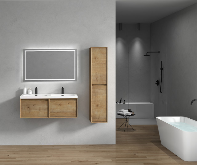 Aurora 48'' Double Sink Wall Mounted Modern Bathroom Vanity ...