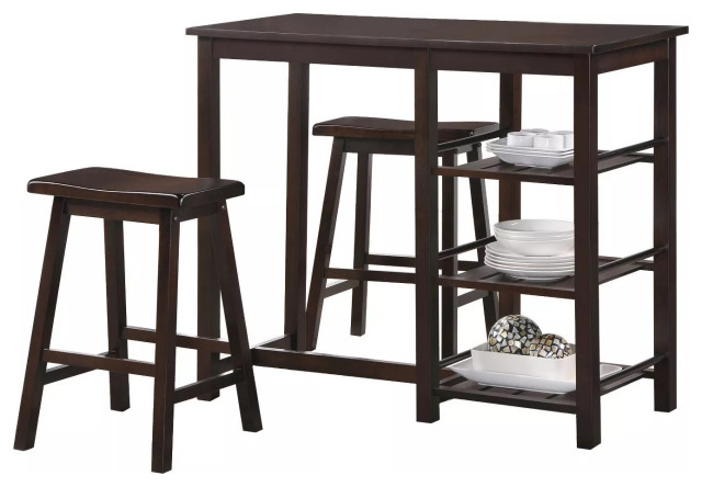 3 Piece Wood Counter Height Set - Transitional - Indoor Pub And Bistro ...