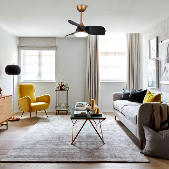 28 in. Indoor Modern Integrated LED Ceiling Fan with Remote Control and ...