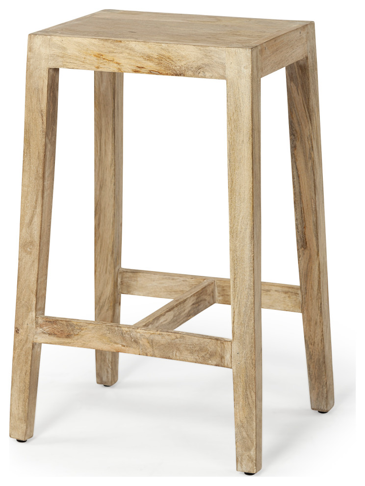 Colony Light Brown Solid Wood Counter Stool - Farmhouse - Bar Stools ...