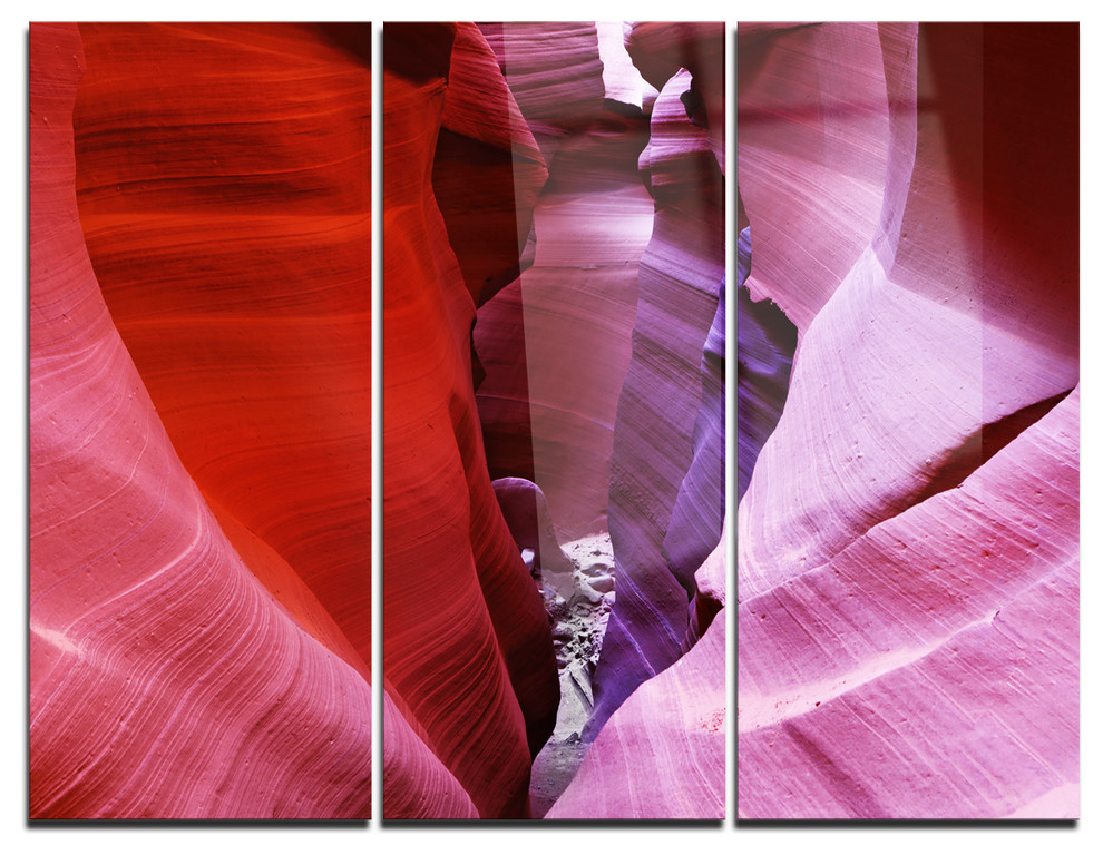 "Purple Antelope Canyon View" Photo Metal Wall Art, 3 Panels, 36"x28 ...