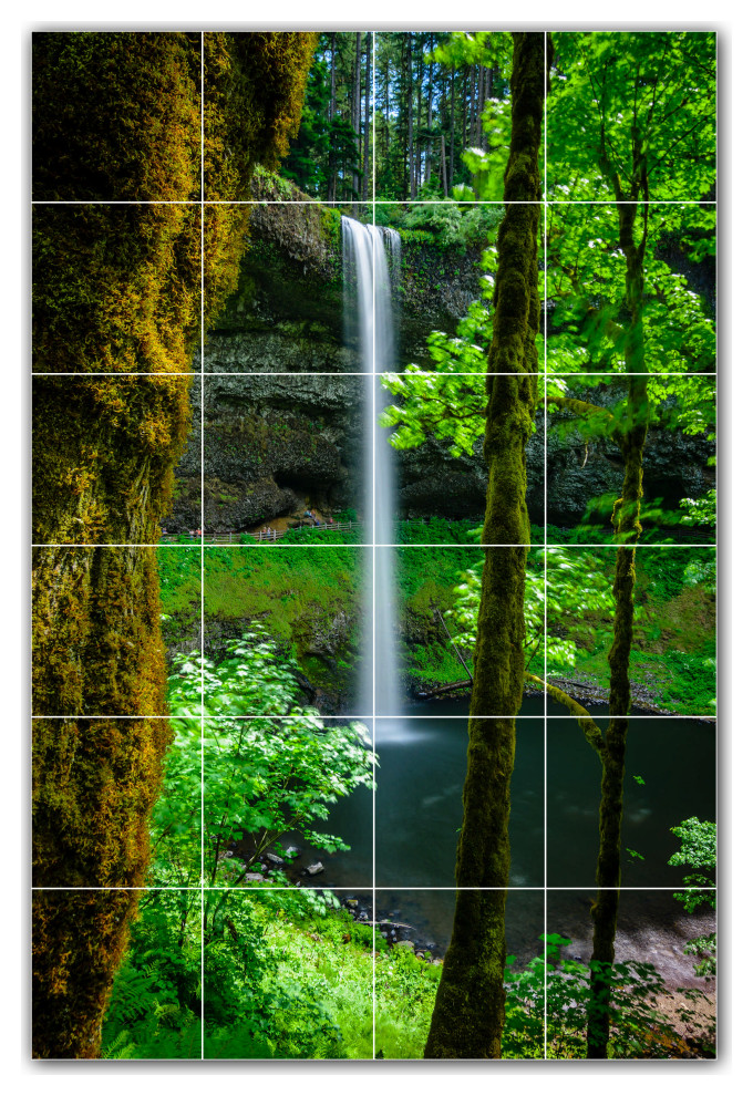 Waterfalls Ceramic Tile Wall Mural HZ501101, 32" Wide x 48" High ...