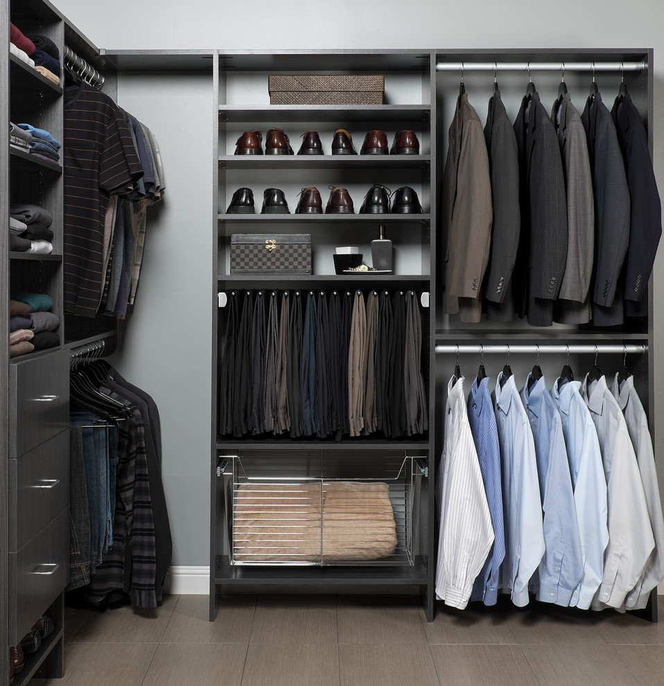 Walk In Men's Closet Organizer in a Contemporary Licorice Finish ...