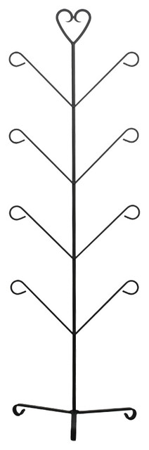 Wrought Iron Heart Top 4 Pair Mitten And Boot Dryer Stand - Traditional ...