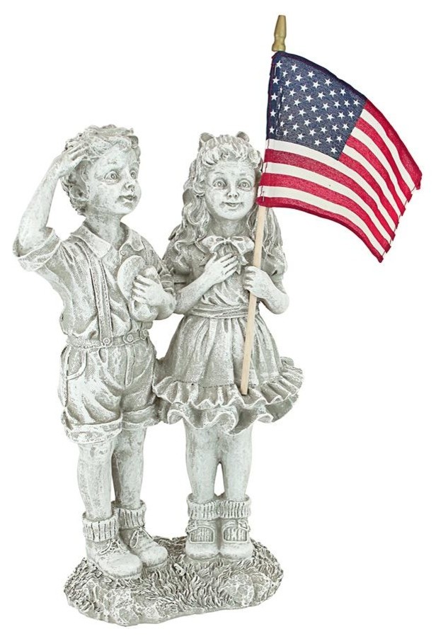 Patriotic Flag Children Statue - Contemporary - Garden Statues And Yard ...