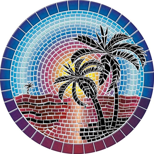 Drop-In Island Sunset Vinyl Swimming Pool Mat, 29" X 29" - Tropical ...