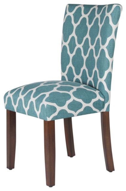 Benzara BM195010 Wooden Parson Dining Chairs Teal Blue and White, Set ...