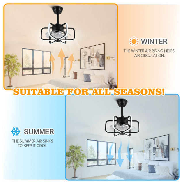 18" Reversible Ceiling Fan 6-speed with Dimmable LED Light Kit, Remote ...