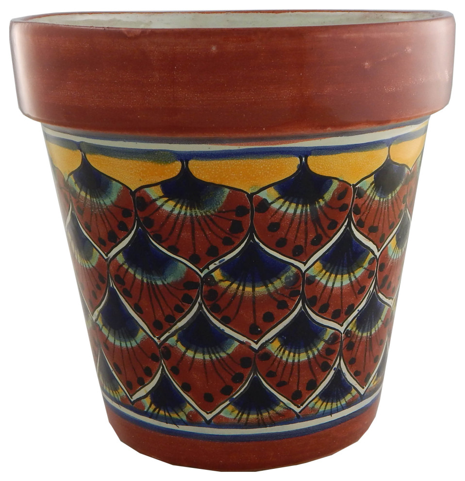 Mexican Ceramic Flower Pot Planter Folk Art Pottery Handmade Talavera ...