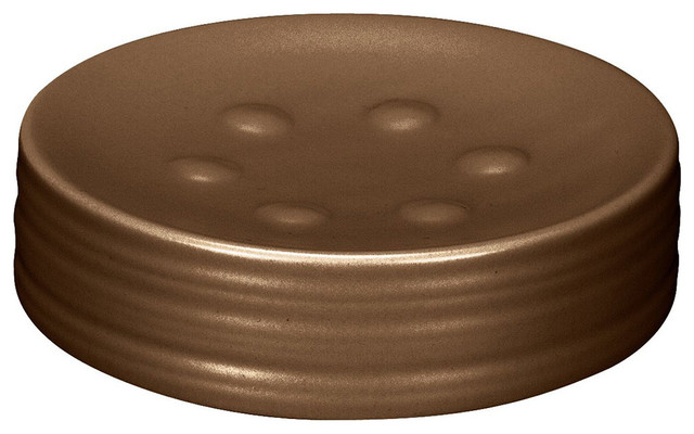 Round Porcelain Bathroom Accessories, Sahara, Soap Dish, Nut Brown ...