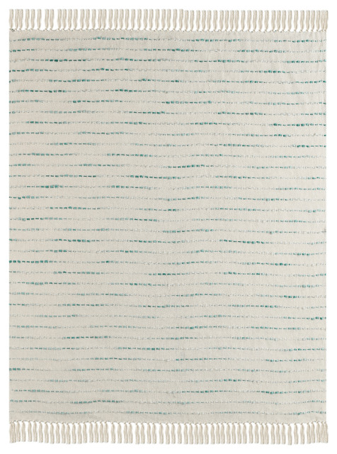 Cream Woven Cotton Striped Throw Blanket - Transitional - Throws - by ...