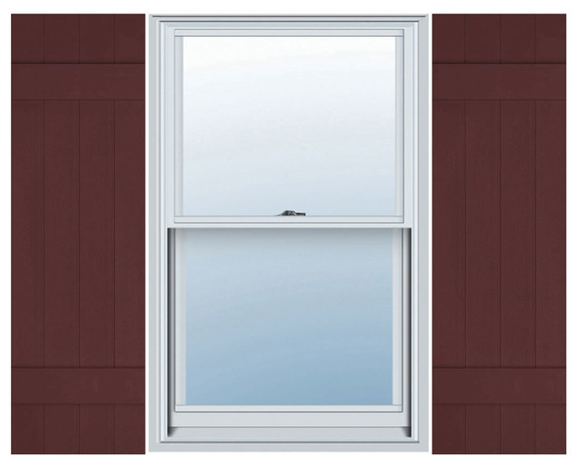 Lifetime Vinyl Custom 4-Board Joined Board-n-Batten Shutters, Bordeaux ...
