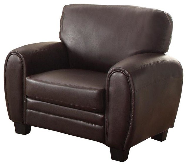 Rainier Casual Chair, Dark Brown Leather - Transitional - Armchairs And ...