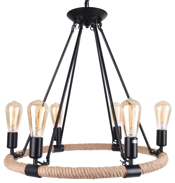 Modern Farmhouse Wagon Wheel Light Fixture, 6 Light - Beach Style ...