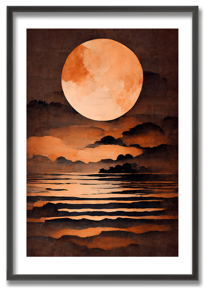 Full Moon Framed Print Wall Art by Treechild, 32"x48" - Contemporary ...