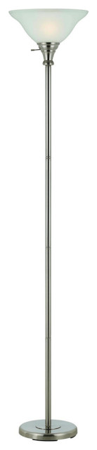 71 Nickel Torchiere Floor Lamp With Clear Frosted Glass Dome Shade
