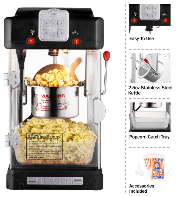 Pop Pup Popcorn Machine 2.5oz Popper With Stainless-Steel Kettle and ...