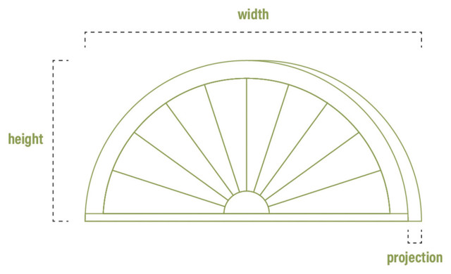 Segment Arch W/ Flankers Sunburst Architectural Grade PVC Pediment, 78 ...