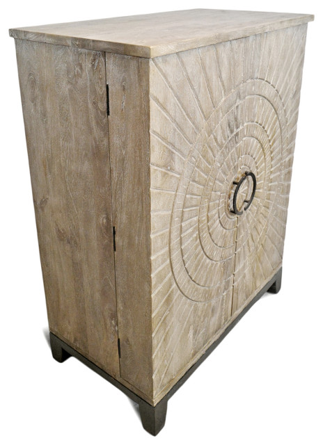 Washed Medallion Bar Cabinet - Farmhouse - Wine And Bar Cabinets - by ...