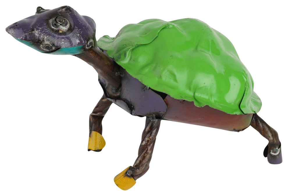 Recycled Handmade Metal Garden Turtle, Medium - Beach Style - Garden ...