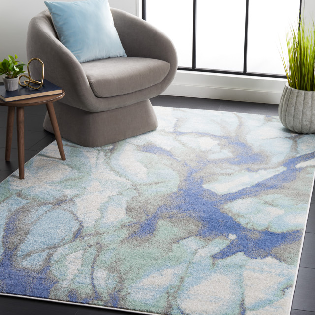 Safavieh Skyler Sky512N Organic / Abstract Rug, Light Blue/Grey, 9'x12 ...