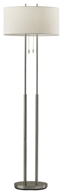 Dual Pole Floor Lamp In Brushed Steel Metal - Transitional - Floor ...
