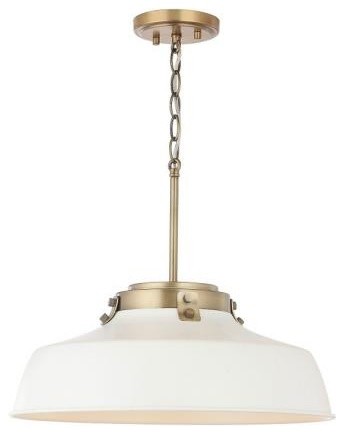 Austin Allen & Co Oakwood - One Light Pendant, Matte White Finish ...
