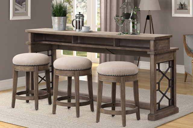 Everywhere Console With 3 Stools - Transitional - Indoor Pub And Bistro ...
