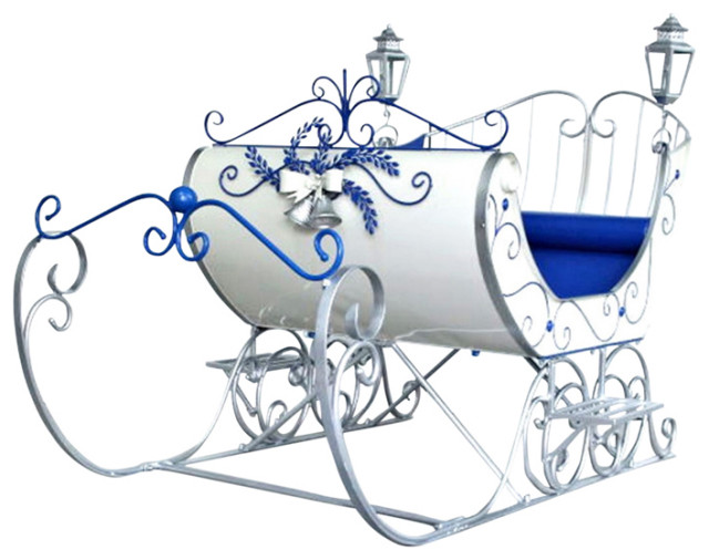 Large Victorian Christmas Sleigh, White, Blue, Silver - Traditional ...