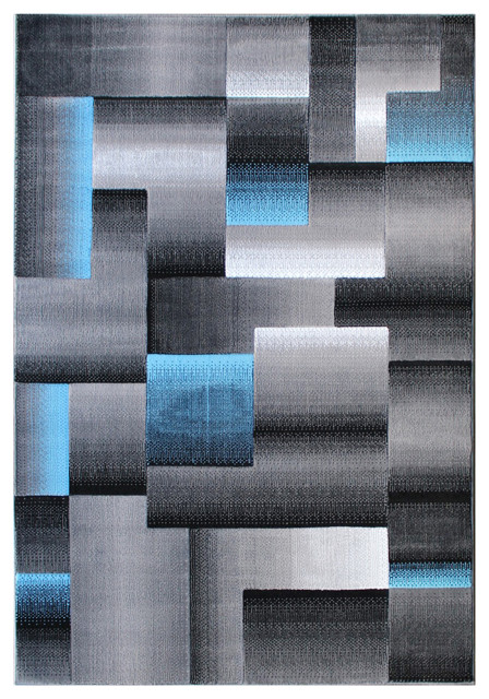 Angie Collection Rectangle 5' x 7' Blocked Design Area Rug ...