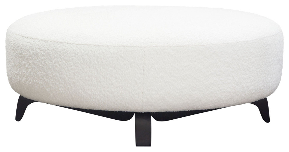 Vesper Round Ottoman, White - Transitional - Footstools And Ottomans ...