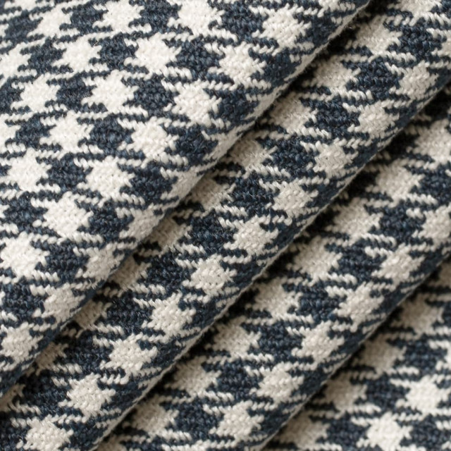Blue Check Small Scale Houndstooth Check woven Upholstery Fabric by the ...