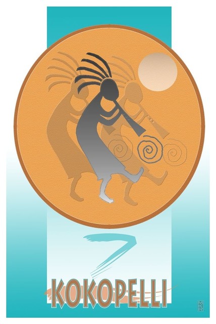 Mike Rangner Kokopelli Blue Art Print, 12"x18" - Contemporary - Fine Art Prints - by Art of ...