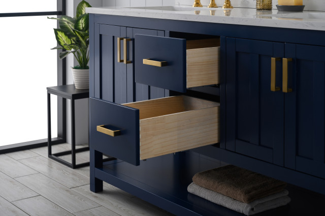 Henry Bathroom Sink Vanity Set, Carrara White Quartz Top, 60 ...