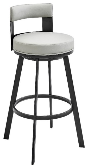Armen Living Flynn 26" Swivel Metal & Faux Leather Counter Stool in ...