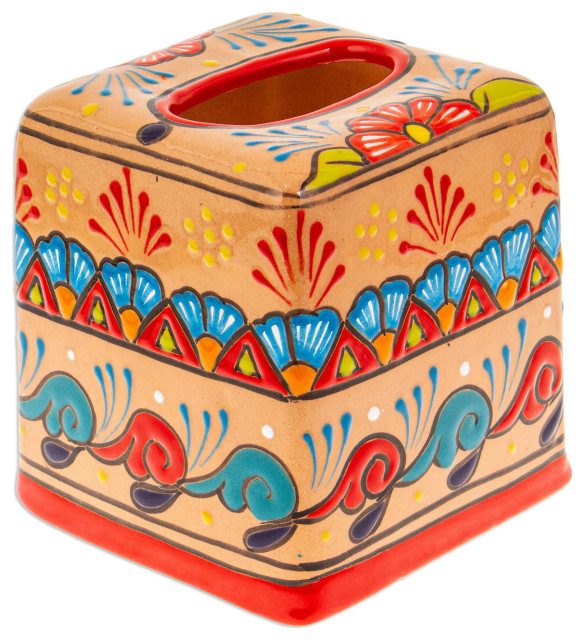 Novica Handmade Spring Convenience Ceramic Tissue Box Cover ...