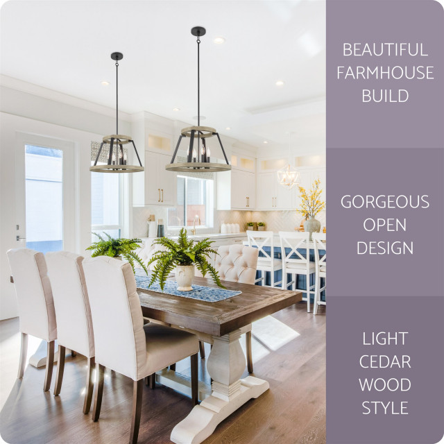 Kira Home Ludlow 21" Farmhouse Pendant Light, Open Style Design, Light ...