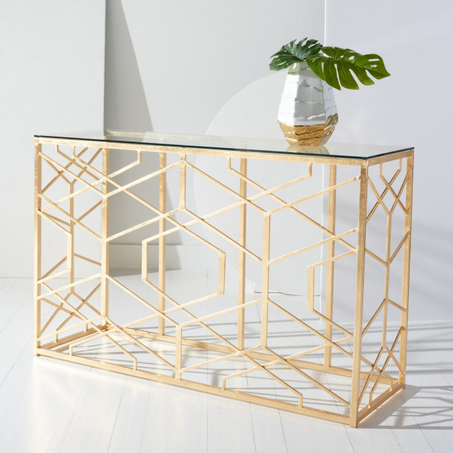 Safavieh Sean Gold Leaf Console Table Gold, #N/A - Contemporary ...