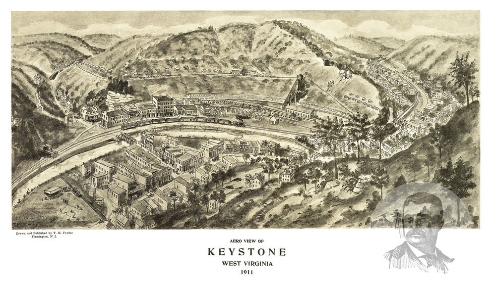 Old Map of Keystone West Virginia 1911, Vintage Map Art Print, 24"x36 ...