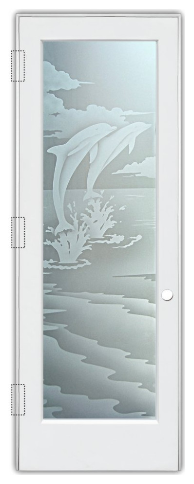 Interior Prehung Door or Interior Slab Door - Dolphins Leaping - Primed ...