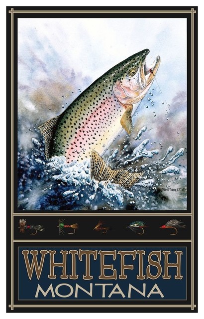 by Artist Dave Bartholet Whitefish Montana Rainbow Trout Art Print, 24 ...