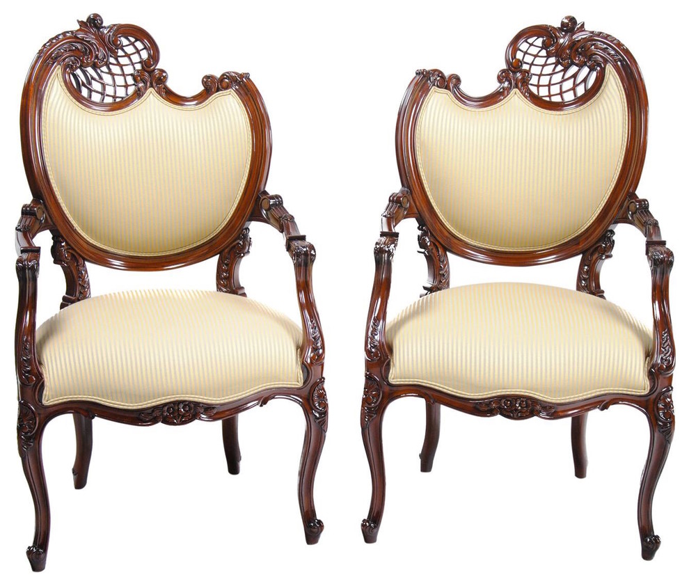 Pair Fireside Chairs, French Fireside Chairs - Victorian - Armchairs ...