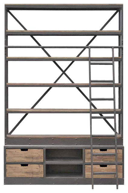 Loft Library With Ladder - Industrial - Display And Wall Shelves - by ...