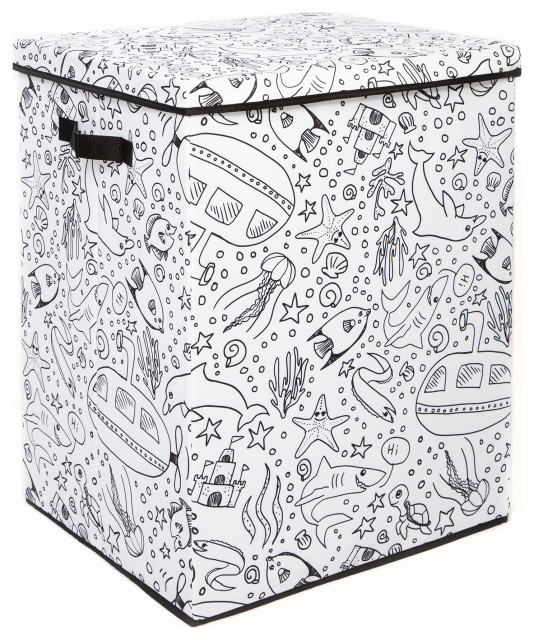 Kid's Coloring Hamper with Lid, Under Sea Print - Beach Style - Kids ...