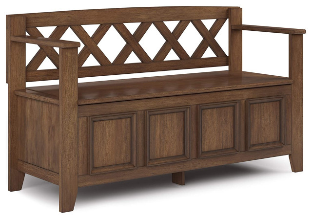 Transitional Storage Bench, X-Back & Safety Hinge Lid Seat ...