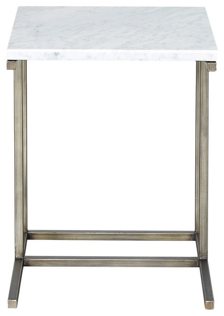 Palliser Furniture, Julien Chairside Table, Gunmetal Base, White Marble ...