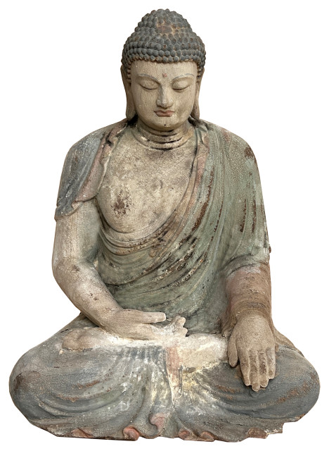 Chinese Rustic Wood Sitting Gautama Amitabha Buddha Statue Hws2710 ...