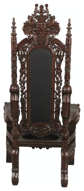 Lord Raffles Throne WithFaux Black Leather - Victorian - Armchairs And ...